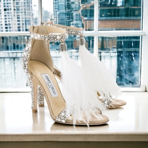 Jimmy Choo | Shoes | Jimmy Choo Viola Ostrich Featherswhitecrystal Mix ...